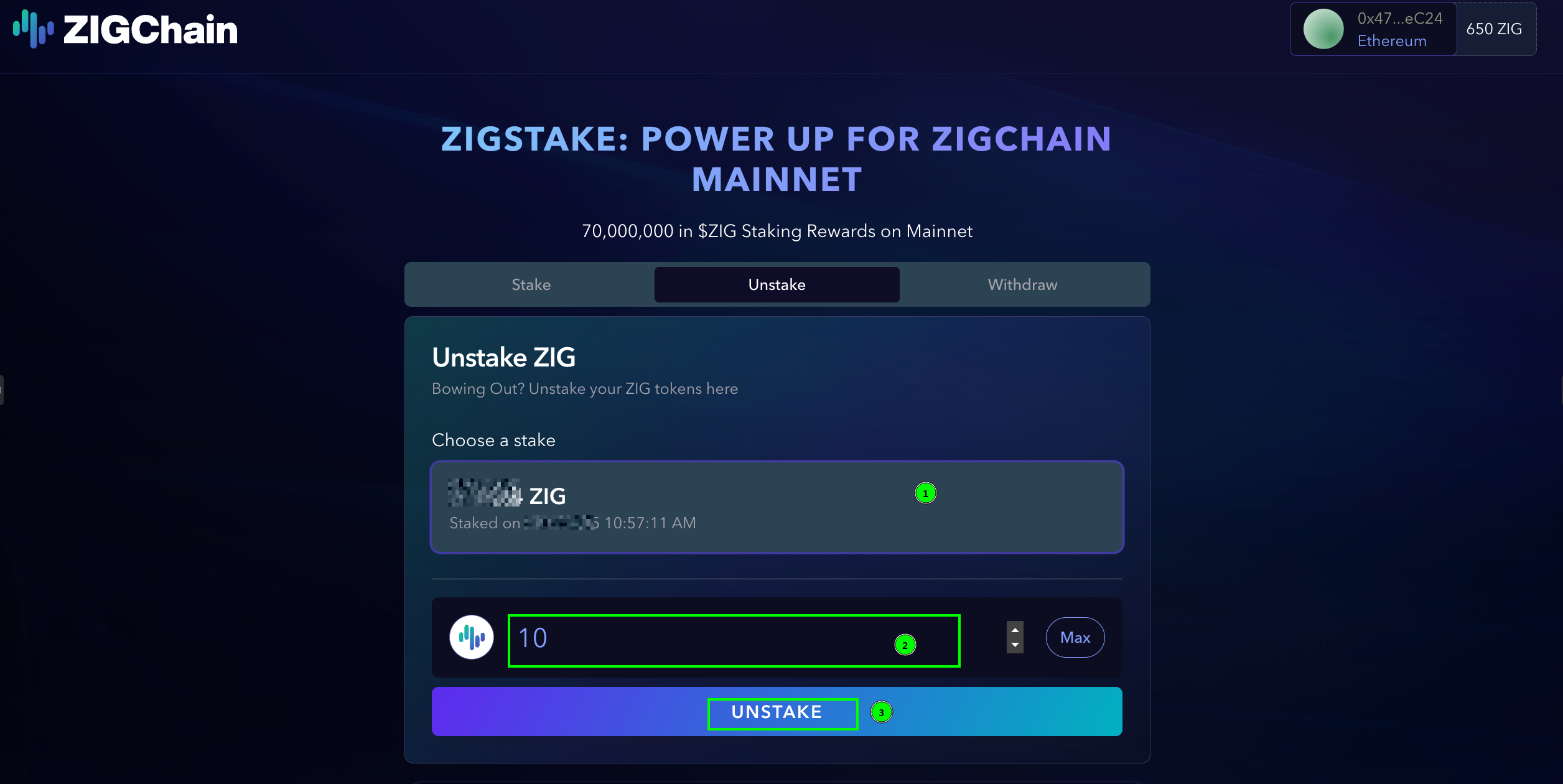 How to Unstake from Old Staking Program | ZIGChain