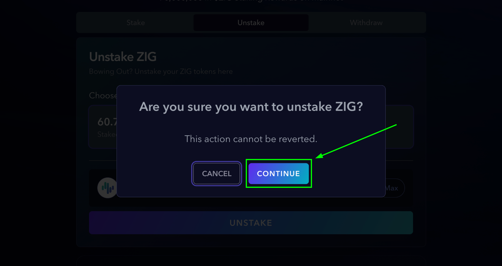 How to Unstake from Old Staking Program | ZIGChain